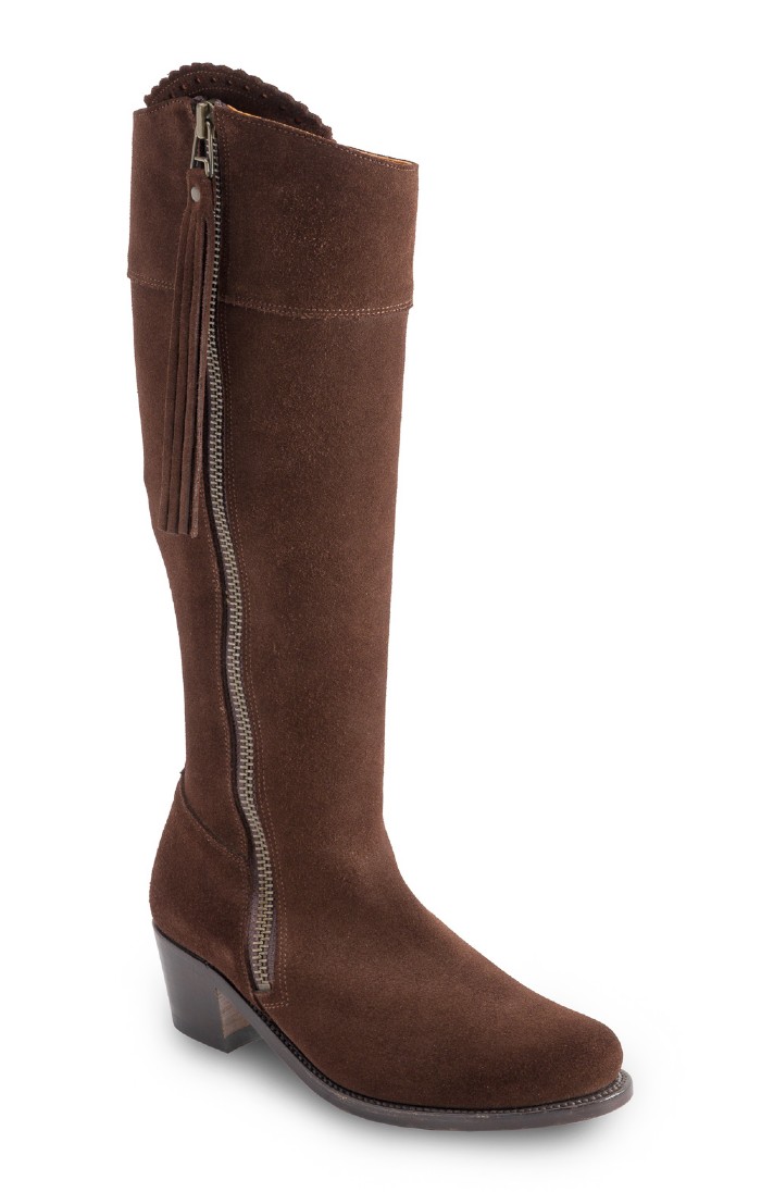 Ladies Extra Fit Suede Riding Boot, Brown - House of Bruar