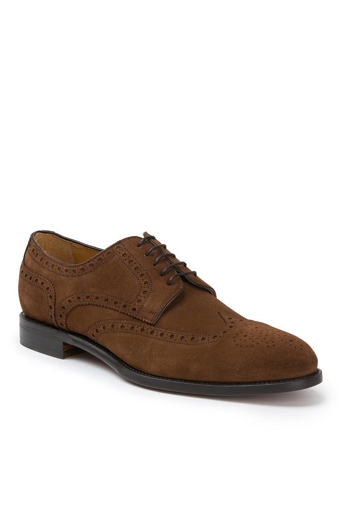 Mens Berwick Suede Brogue Shoe, Brown - House of Bruar