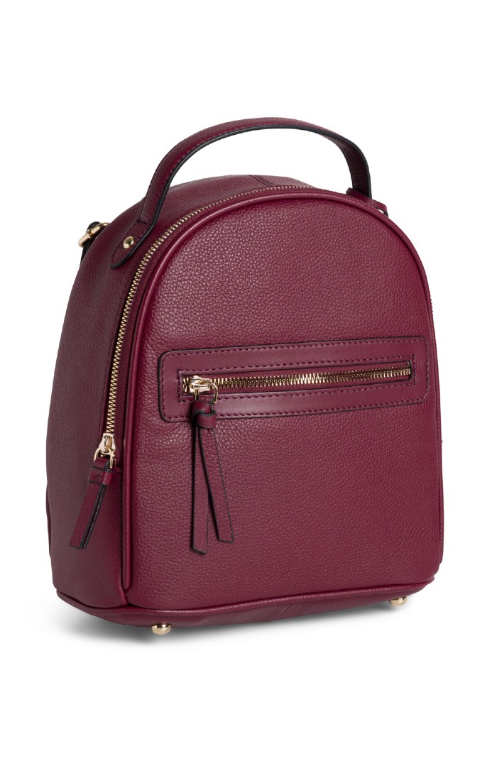 Ladies Grain Leather Mini Backpack, Red - House of Bruar