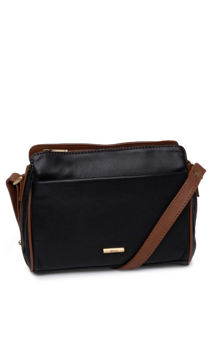 Ladies Leather Front Pocket Cross Body Handbag - House of Bruar