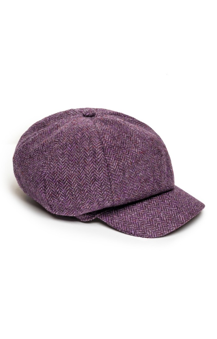 Ladies Tweed 8 Piece Cap, Purple - House of Bruar