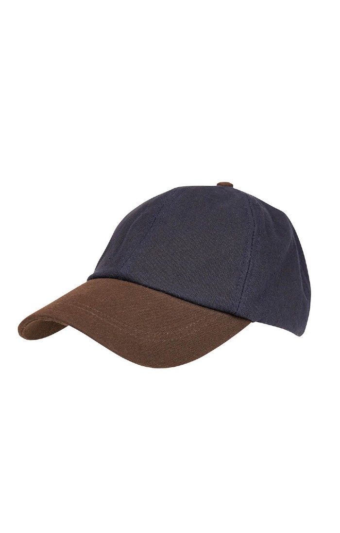Unisex Wax Two Tone Baseball Cap, Navy - House of Bruar