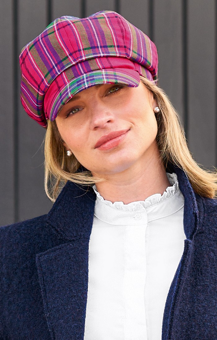 Ladies Tartan 8-Piece Cap, Pink - House of Bruar