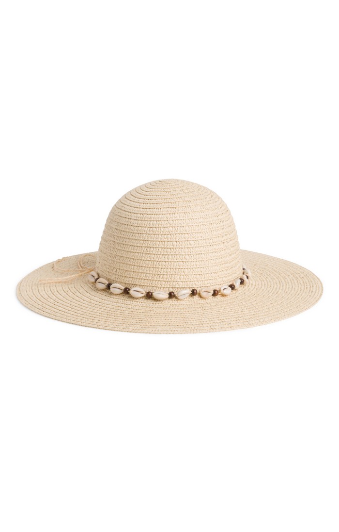 Ladies Straw Hat with Shells, Natural - House of Bruar