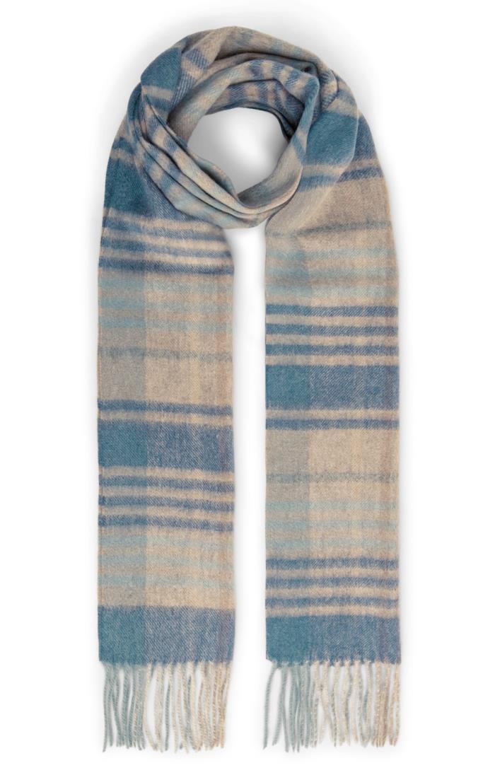 Country Check Lambswool Scarf, Blue - House of Bruar
