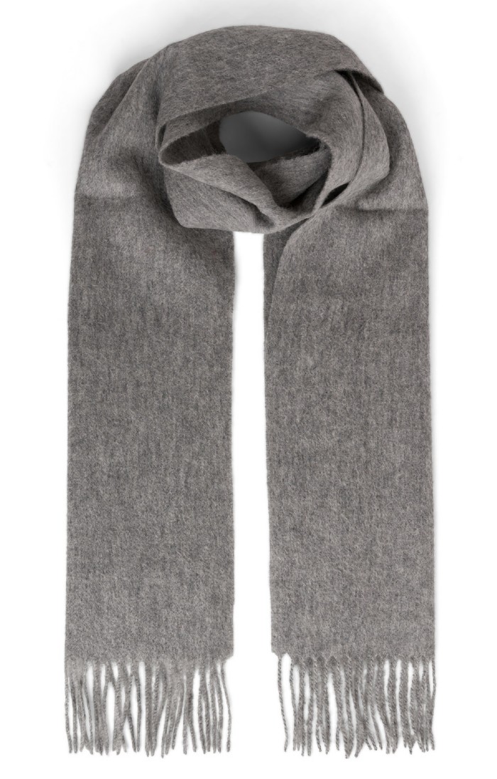 Lambswool Plain Scarf, Grey - House of Bruar