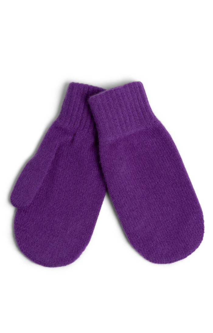 Ladies Pure Cashmere Mittens, Purple - House of Bruar