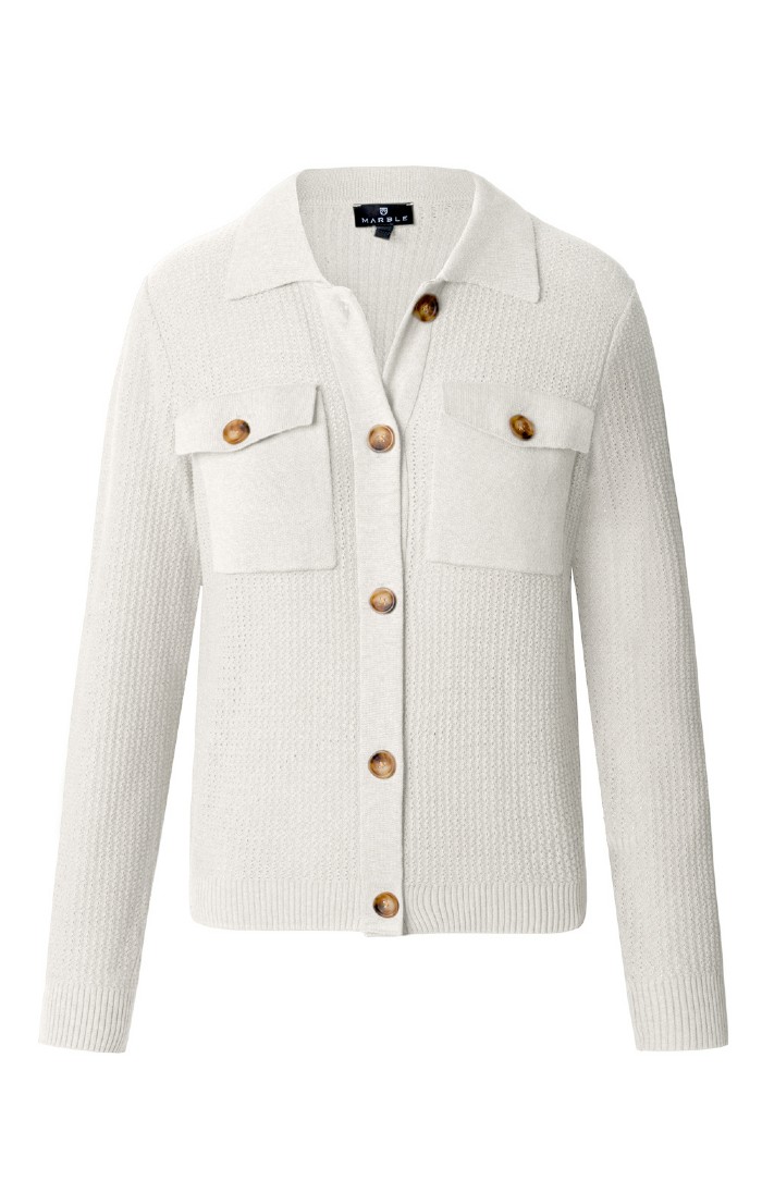 Ladies Marble Knitted Jacket, White - House of Bruar