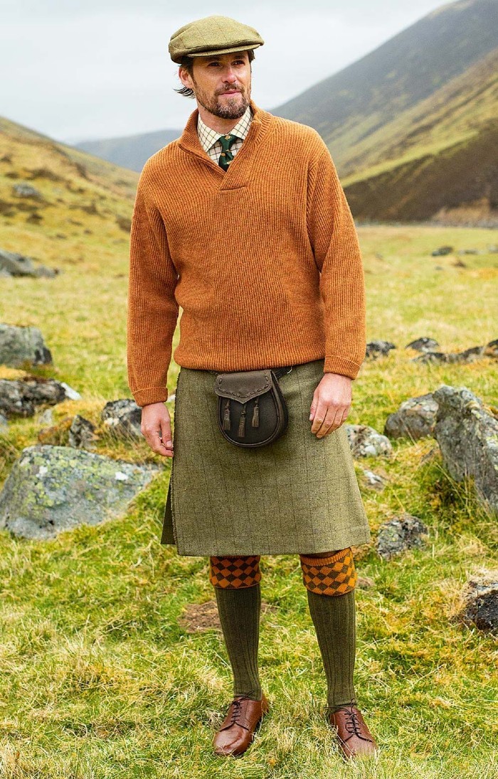 Mens Tweed Kilt, Green - House of Bruar