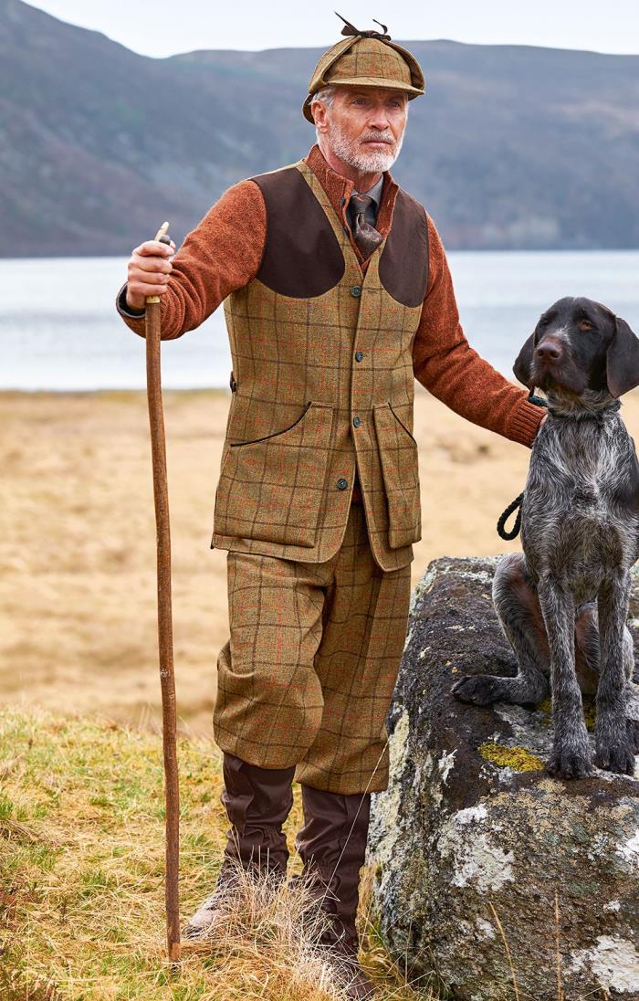 Mens Saxony Tweed Plus Twos, Brown - House of Bruar