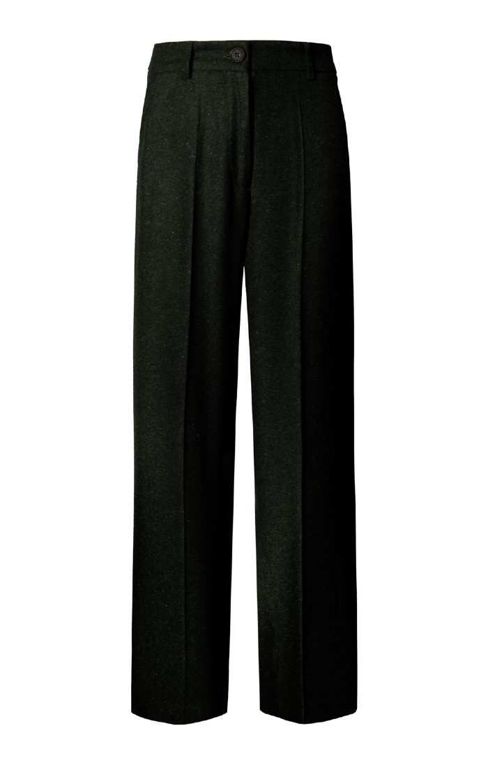Ladies Wide Leg Wool Blend Trousers, Black - House of Bruar