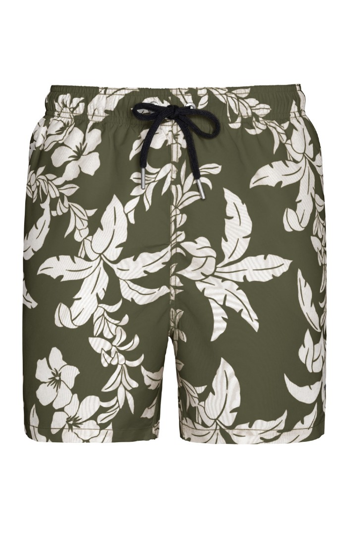 Mens Gant Palm Print Swim Shorts, Green - House of Bruar