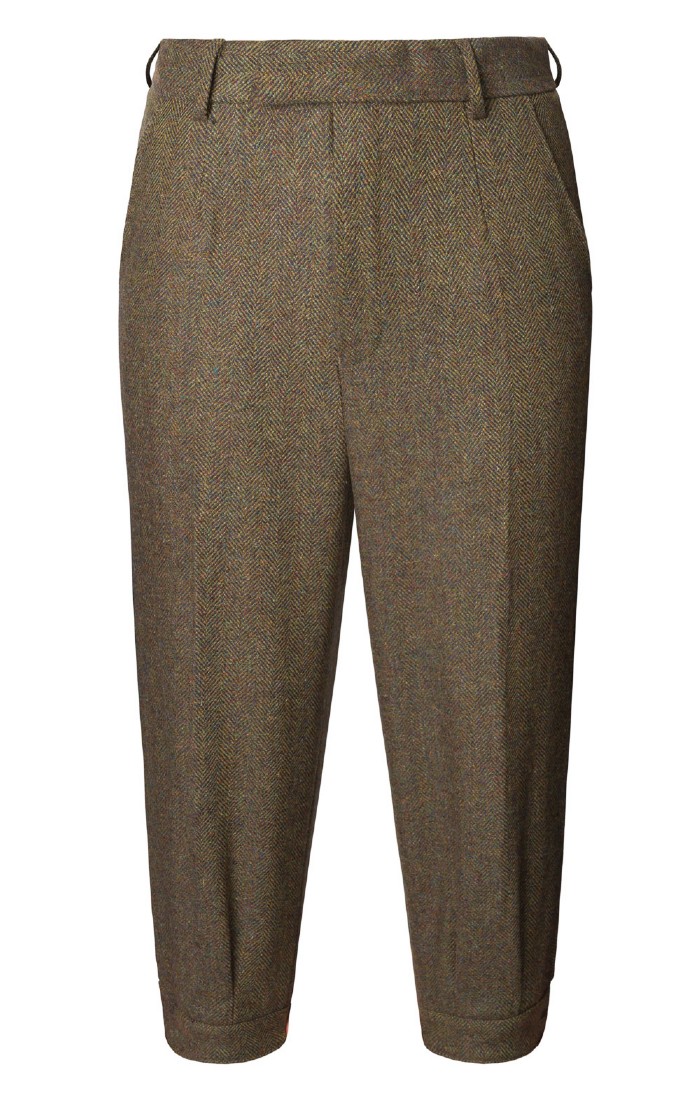 Men's British Saxony Tweed Plus Twos, Green - House of Bruar