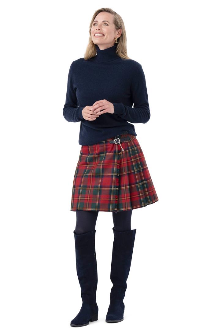 Ladies Plaid Short Kilt, Red - House of Bruar
