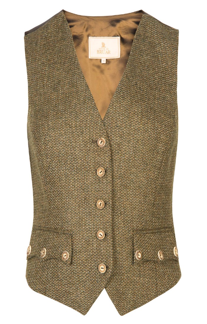 Ladies British Tweed Highland Waistcoat, Green - House of Bruar