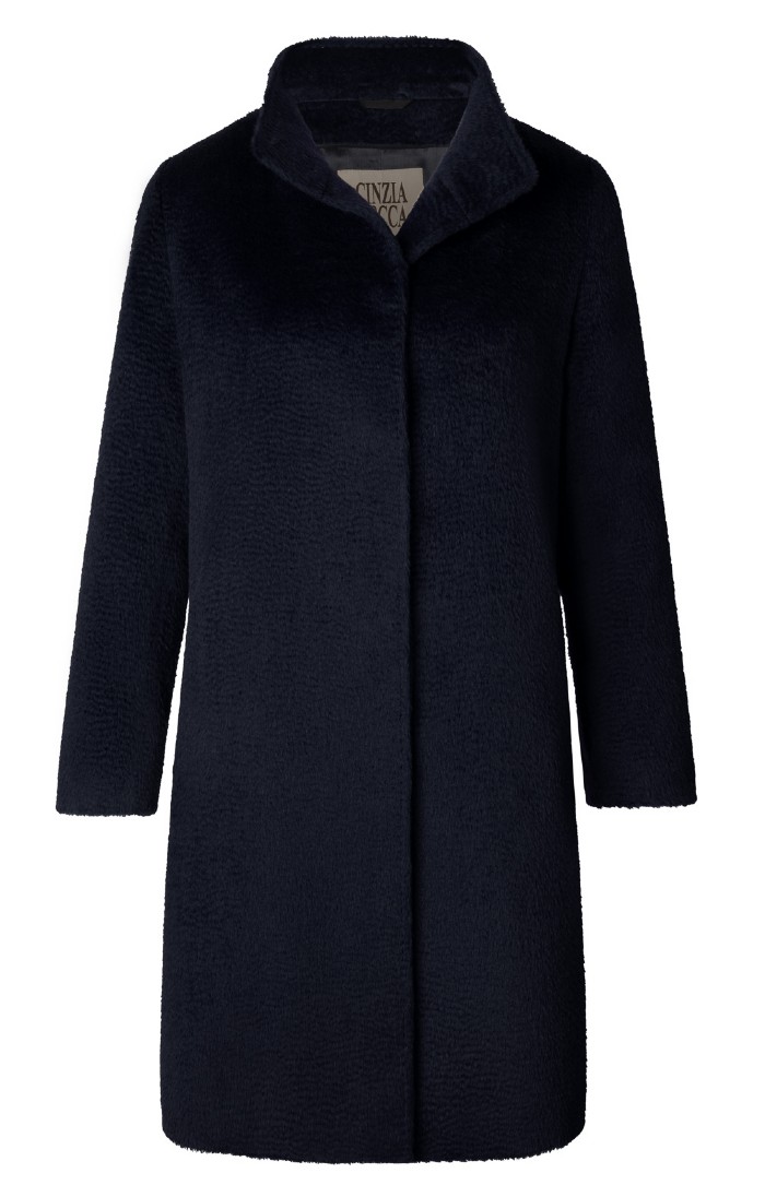Ladies Cinzia Rocca Baby Alpaca Flannel Coat, Navy - House of Bruar