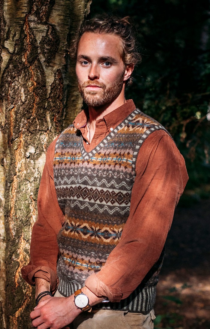 Mens Eribe Brodie V Neck Fairisle Tank Top - House of Bruar
