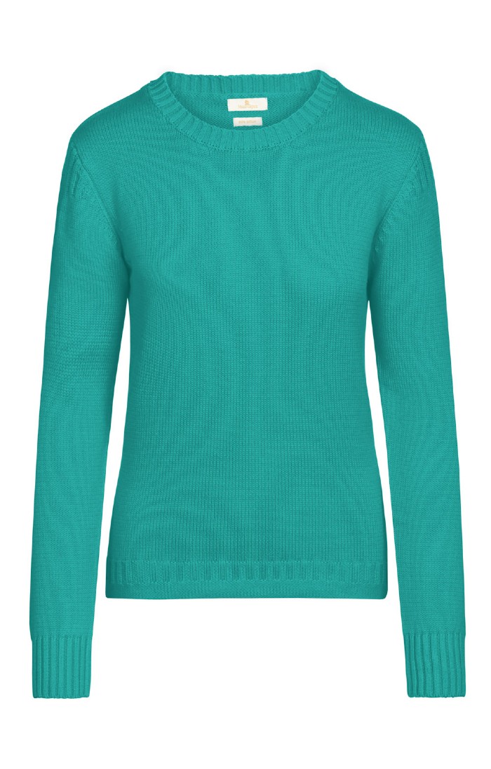 Ladies Cotton Guernsey Sweater 5gg, Green - House of Bruar