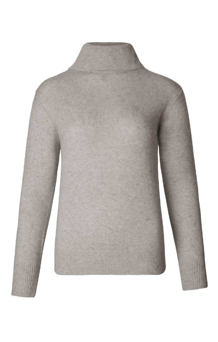 Ladies 3 Ply Cashmere Roll Neck, Grey - House of Bruar