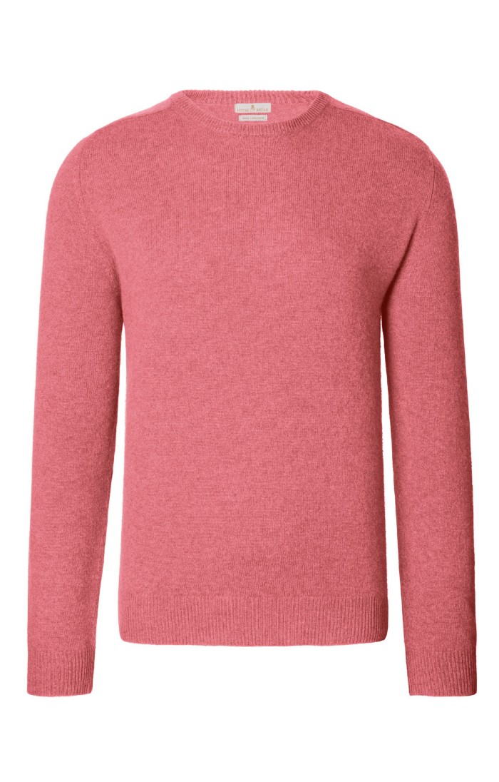 Mens 3 Ply Cashmere Crew Neck, Pink - House of Bruar