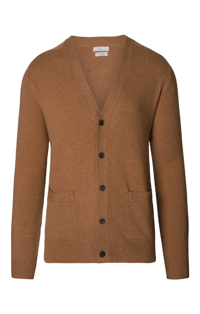 Men's 3 Ply Cashmere Cardigan, Brown - House of Bruar