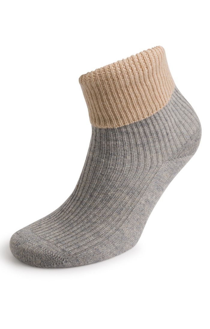 Ladies Cashmere Contrast Sock - House of Bruar